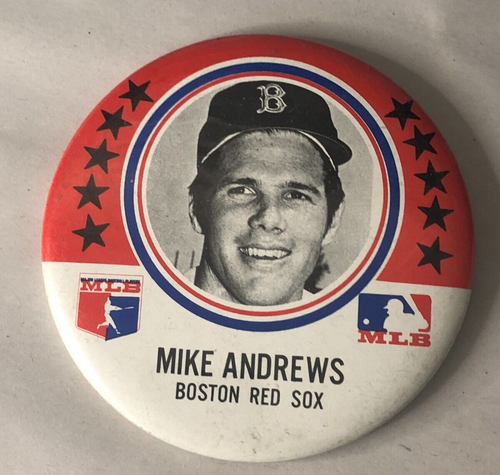 Mike Andrews Boston Red Sox Baseball Pin Back Button Large 3.5" 1969 ...
