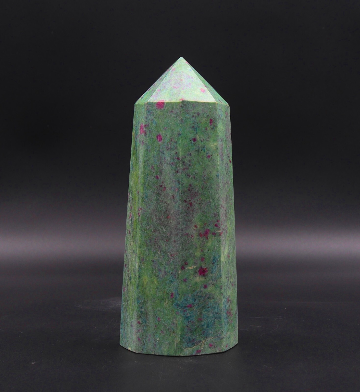 140MM Pink Ruby In Fuchsite Tower Crystal Healing Gemstone 8 Faceted ...