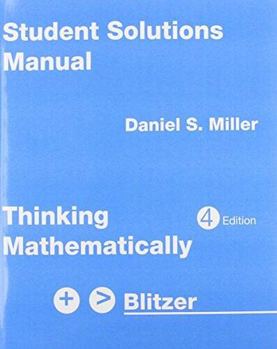 Thinking Mathematically Blitzer- Student Solutions Manual - Paperback ...