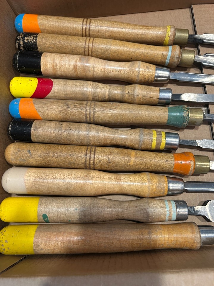 Vintage 10 Piece Set Of Wood Carving Chisels 1/2" to 1" Greenlee and ...