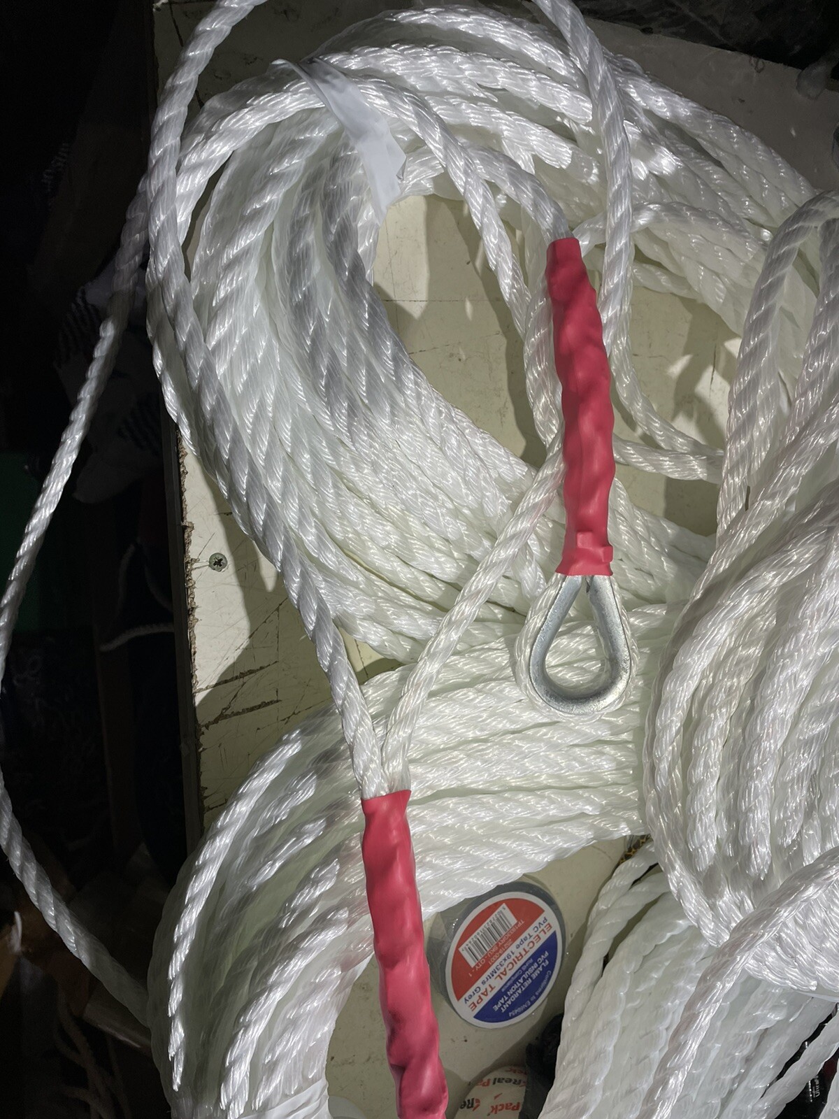 100FT OF NEW 12MM ROPE yarn construction, WHITE ANCHOR BOAT MOORING ...