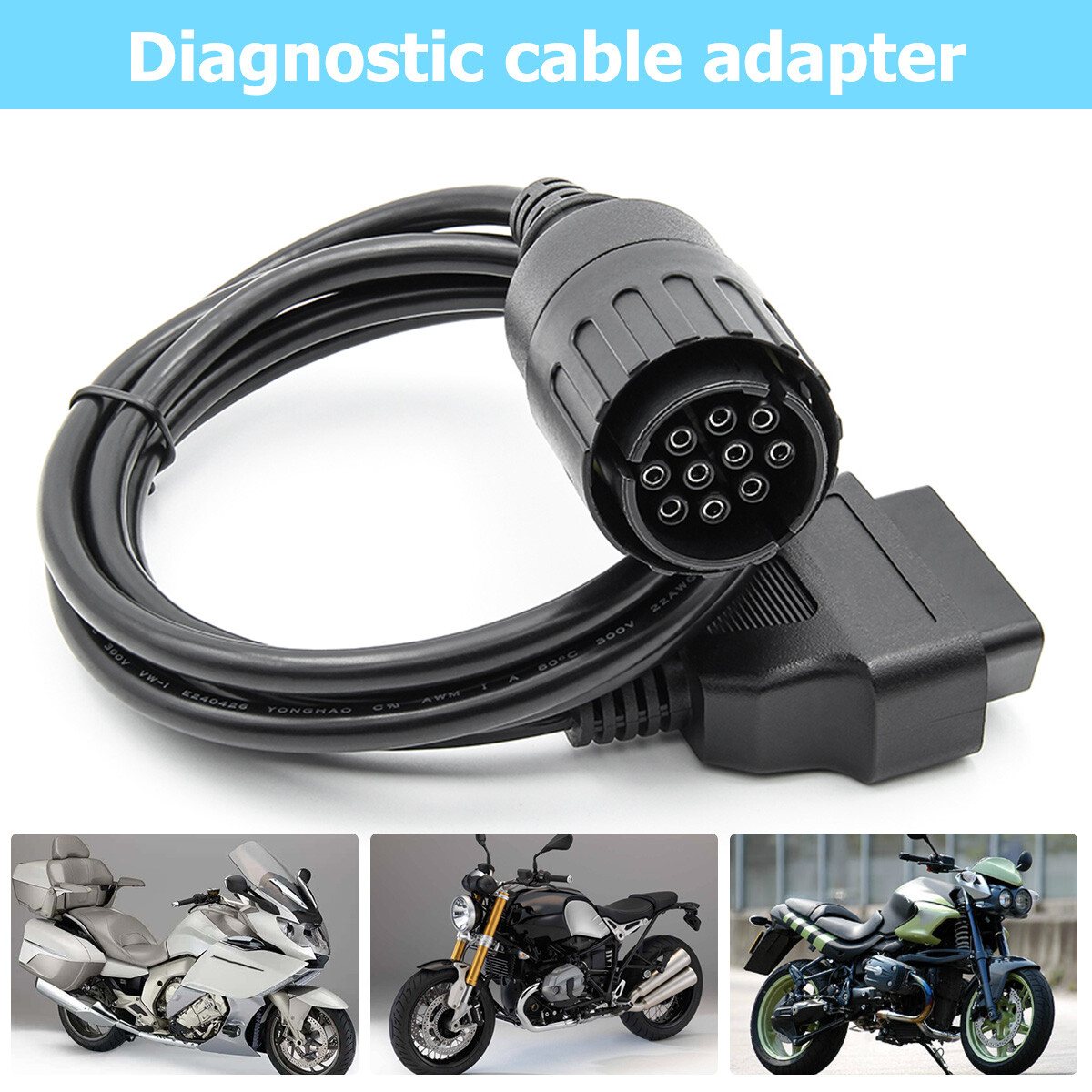 Motorcycles Diagnostic Cable 10PIN TO 16PIN Cars Moto Connector Premium ...