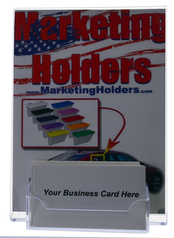 5" x 7" One Piece Mold Slant Back Ad Frame with Business Card Holder ...