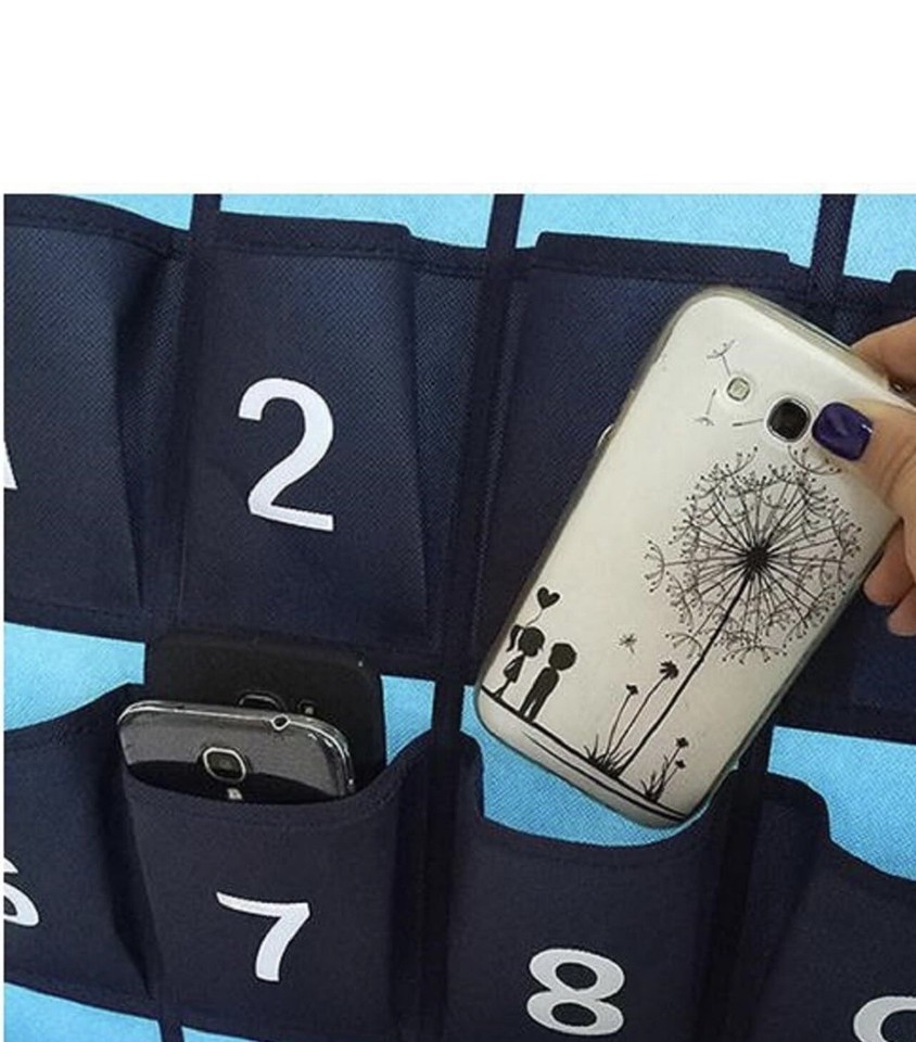 36 Cell Phone Storage Pocket Organizer Numbered Chart Over Door Hanging ...