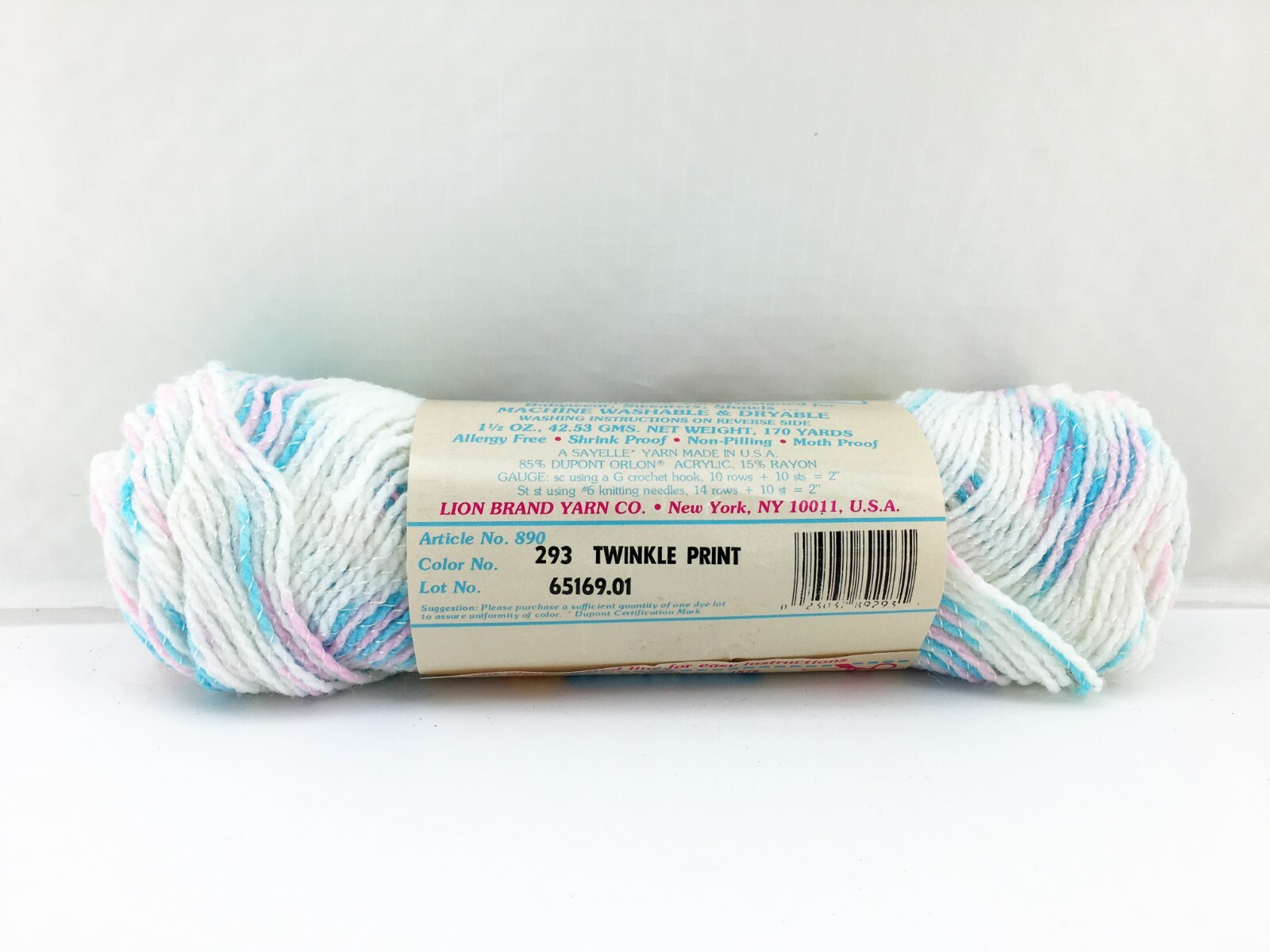 Vintage Lion Brand Jamie Baby Pompadour Yarn - 1 Skein Twinkle Print ...