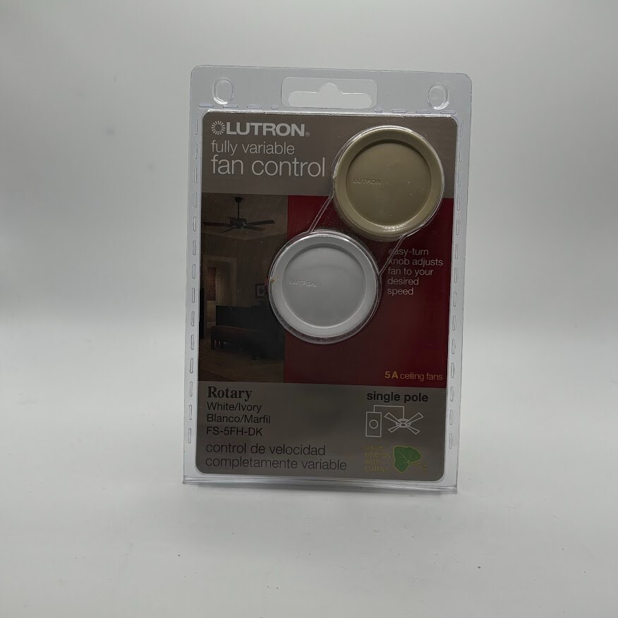 Lutron FS-5FH-DK 1-Pole Fully Variable Rotary Fan Control white/Ivory ...