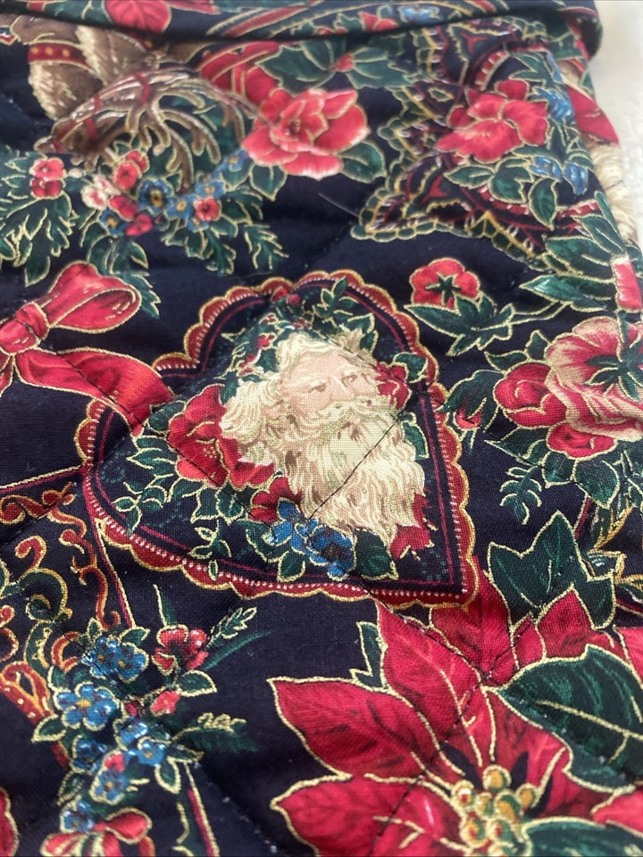 NWT Charles Craft Christmas Stocking St Nick Bows Quilted Cross Stitch cuff 17” | eBay