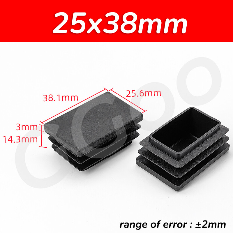 Rectangular Plastic End Caps Tube Inserts Blanking Ribbed Rectangle ...