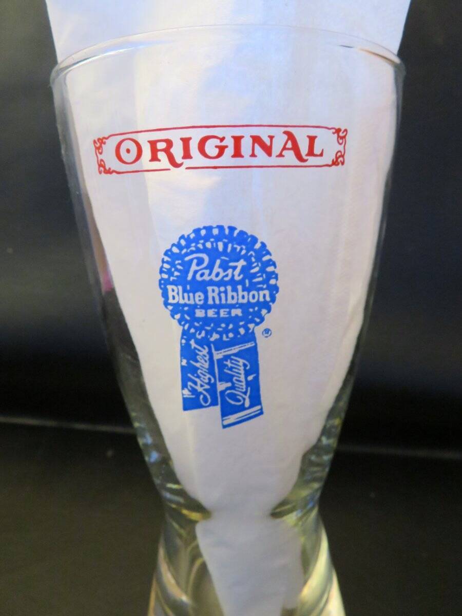 Vintage Original PABST BLUE RIBBON Tall Pilsner 6.5" GLASS Beer Ale ...