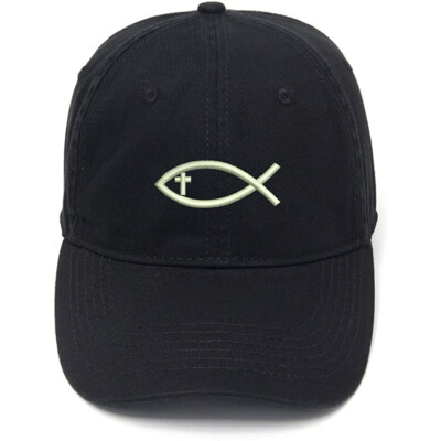 Embroidery Hat Cotton Casual Men's Baseball Cap Jesus Christian Fish ...