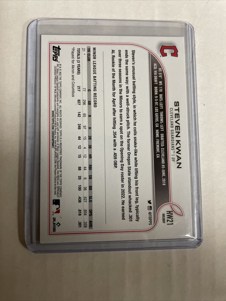 2022 Topps Holiday #HW21 Steven Kwan RC - Cleveland Guardians | eBay