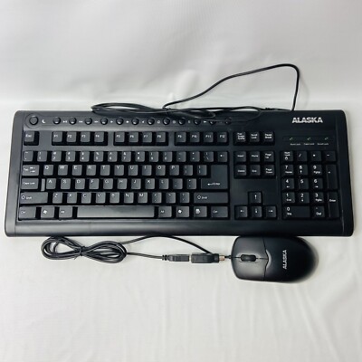 ALASKA Keyboard 660EB & Mouse English USB 107 Keys Slim Standard Black ...