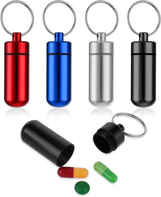 Keychain Pill Holder Organizer Portable Keyring Container Case Pocket ...