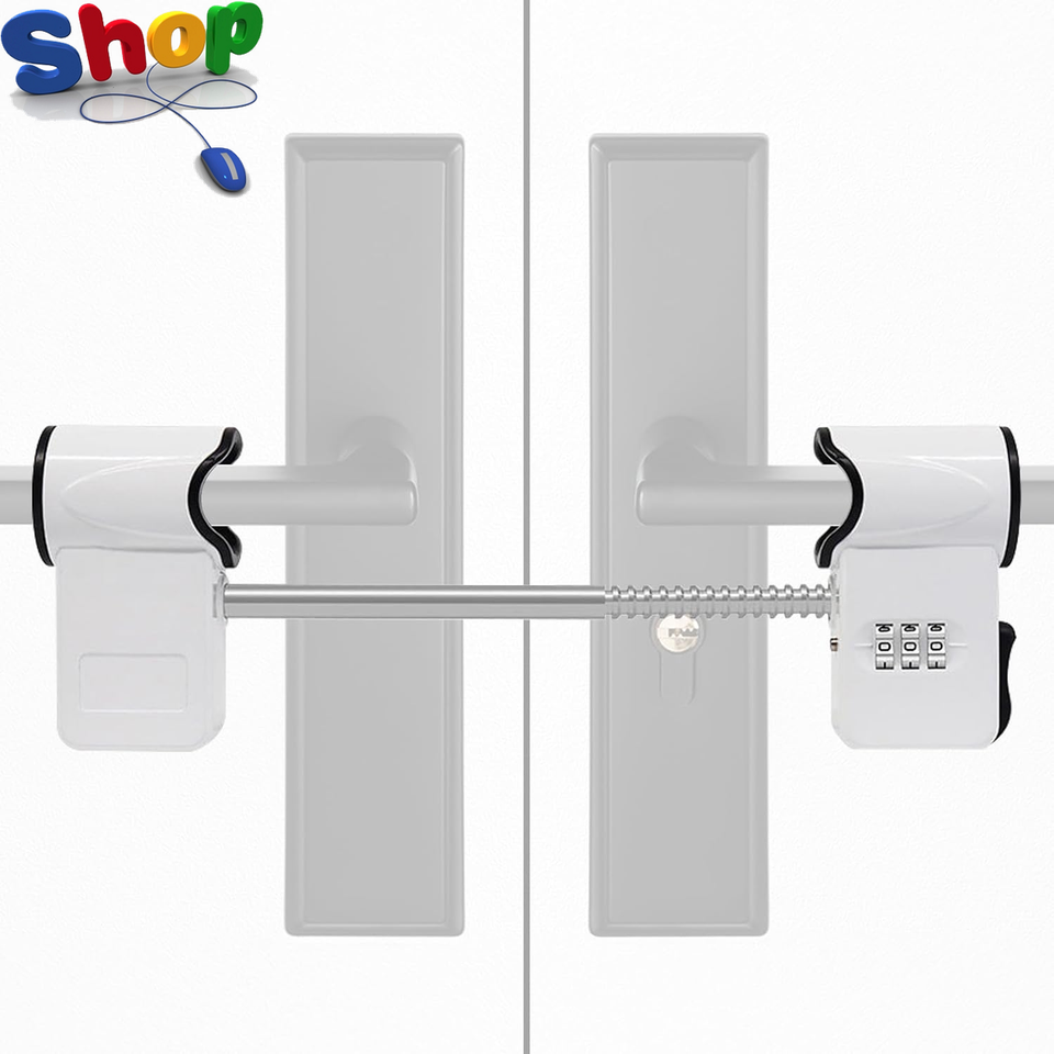French Door Security Lock - 3 Digit Code Lock, Double Door Handle ...