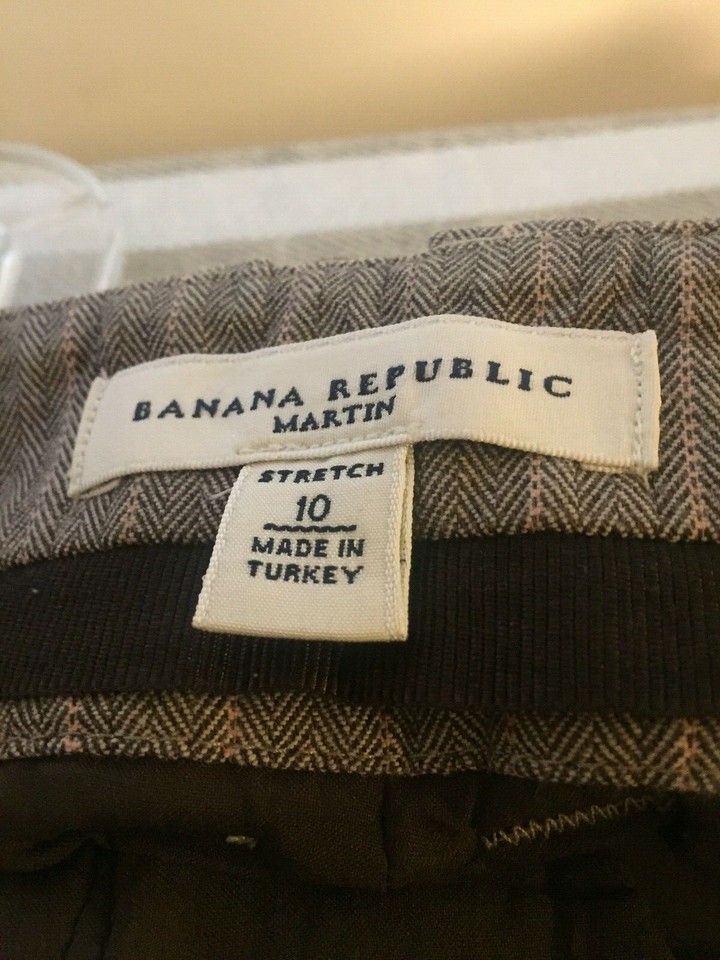 Banana Republic Grey w/ Pink Pinstripe Stretch Martin Trouser Pants ...