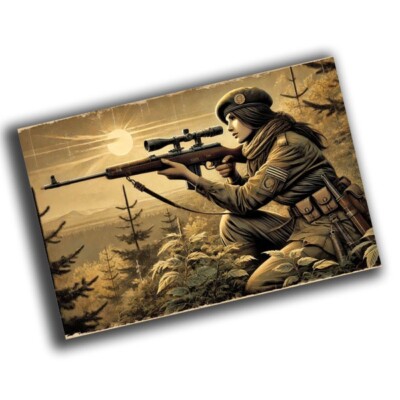 nice vintage classic female guerrilla sniper retro WW2 Photo Glossy 4*6 ...
