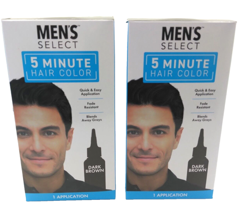 2 Pack - Men's Select Hair Color Dye Dark Brown 5 Minute Gel / Men's ...