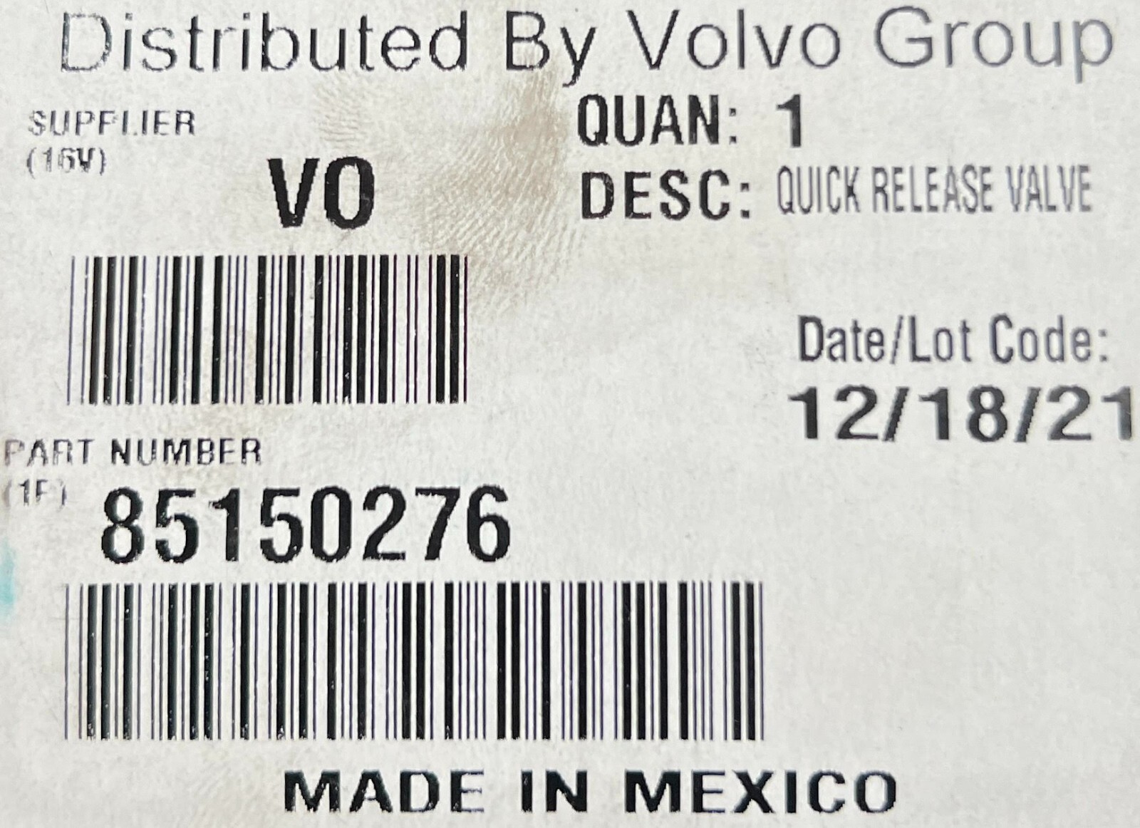 85150276 / 289714BXW Genuine Volvo Quick Release Valve OEM - New | eBay