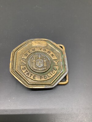 Antique? New York State Police belt buckle NY Excellence 2.5" | eBay