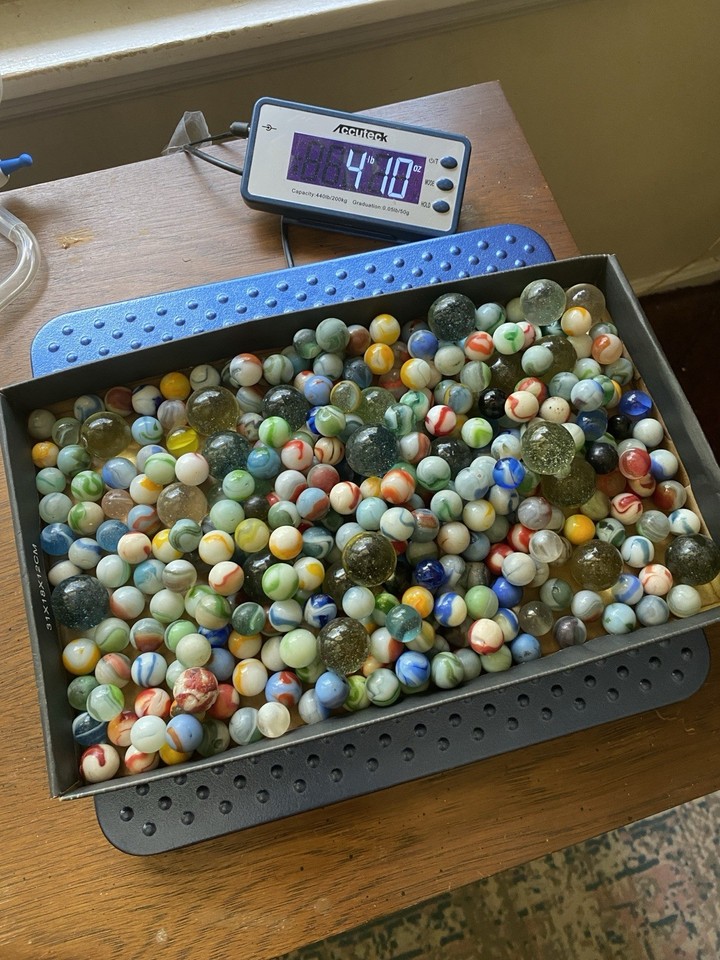 4 Pounds Plus - Vintage Glass Marbles Lot - Colorful Neat Yay! Marbles ...