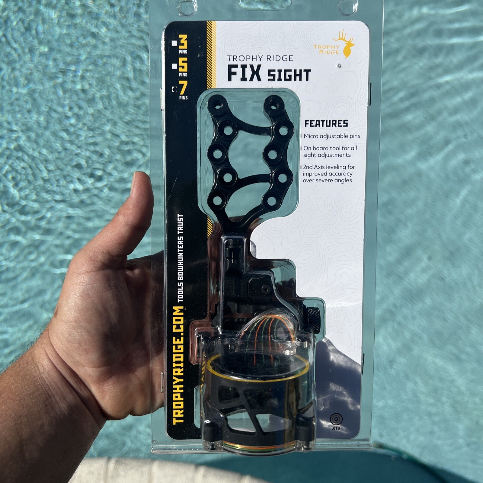 Trophy Ridge Sight Fix 7 Pin Sight Right Hand .019 W/ Sight Light As907 ...