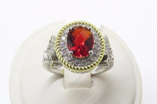#6316S Ruby Red Helenite regular Cut Vintage style Ring - 925 Sterling ...