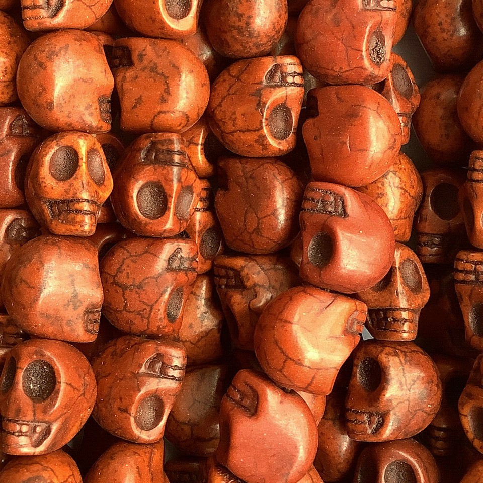 Dyed Rust Magnesite 12mm Skull Semi Precious Stone Beads Q32 Beads per ...