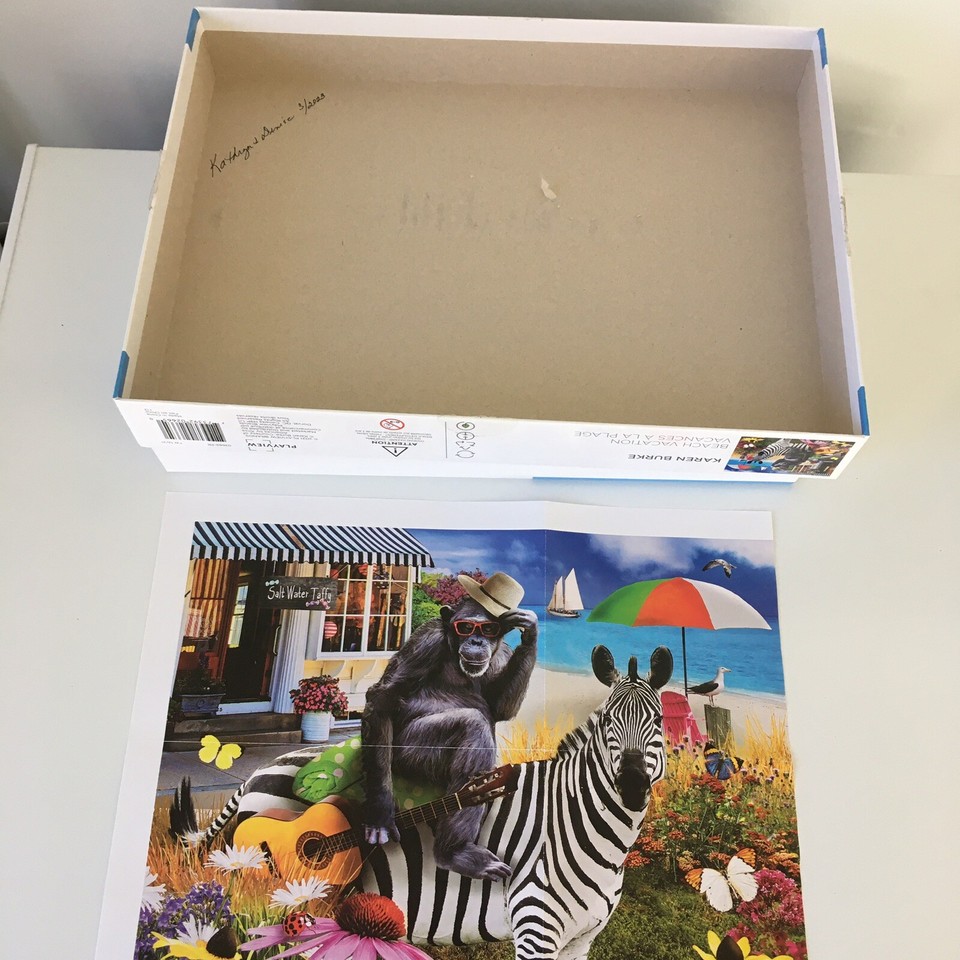 'Beach Vacation' Karen Burke 1000 Piece Puzzle by Playview Zebra Monkey ...
