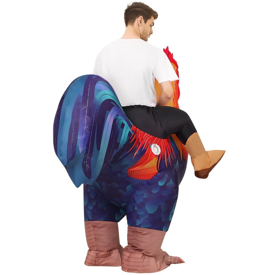 Inflatable Chicken Costume Ride-on Rooster Costume Adult Blow up Suit ...