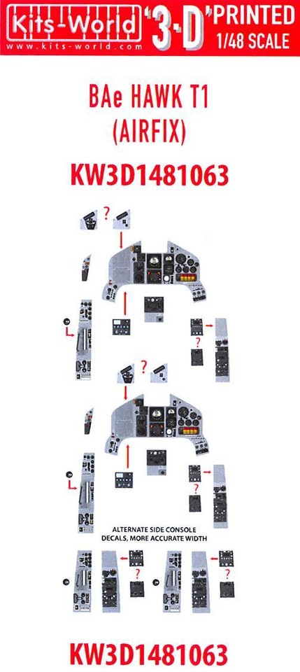 Kits World Decals 1/48 3D Decals BAe HAWK T1 INSTRUMENT PANELS SET ...