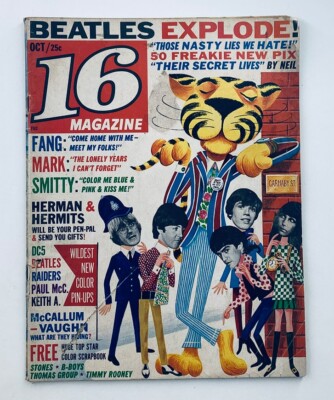 VTG 16 Magazine October 1966 Vol 8 #5 The Beatles, John Davidson No ...