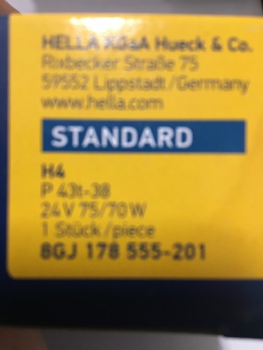 4 pack, Hella headlight bulb H4/75/70, XD2475/70, 24V, ECE-R 37, does ...