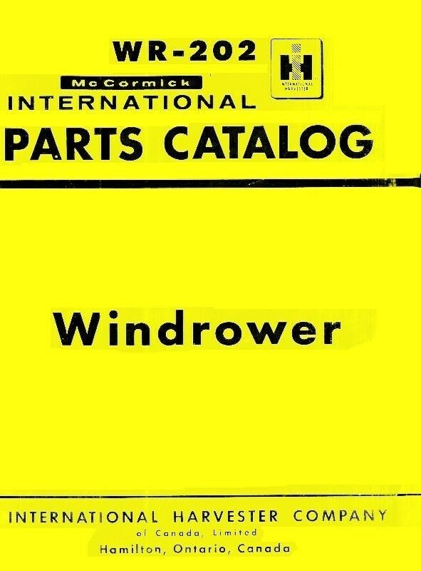 International McCormick 175 Windrower Windrow Harvesters Parts Catalog ...