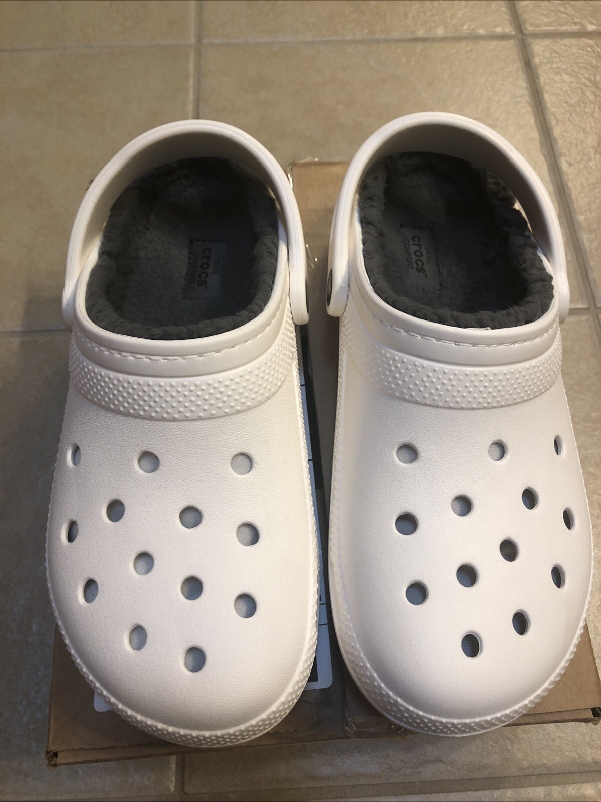 Crocs Classic Lined Fuzzy Clog Shoe White Slip On Cas… - Gem