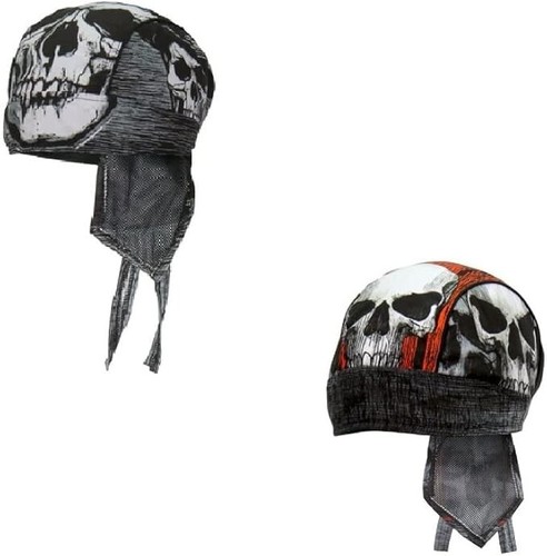 Lot Set 2 Skulls Orange Black Grey Gothic Skulls Headwrap Sweatband ...