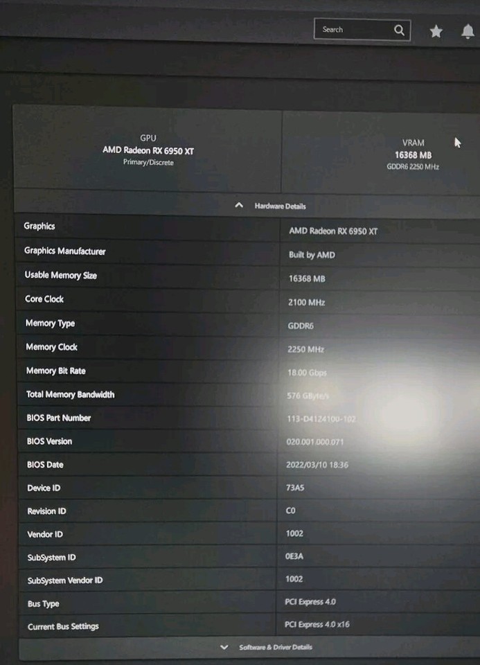 AMD Radeon RX 6950 XT 16GB GDDR6 PCIe 4.0 Graphics Card Reference Model ...