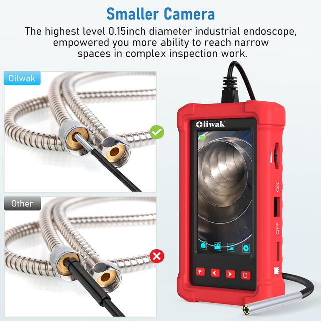 Oiiwak Industrial Endoscope 3.9mm Borescope Inspection Camera Light ...