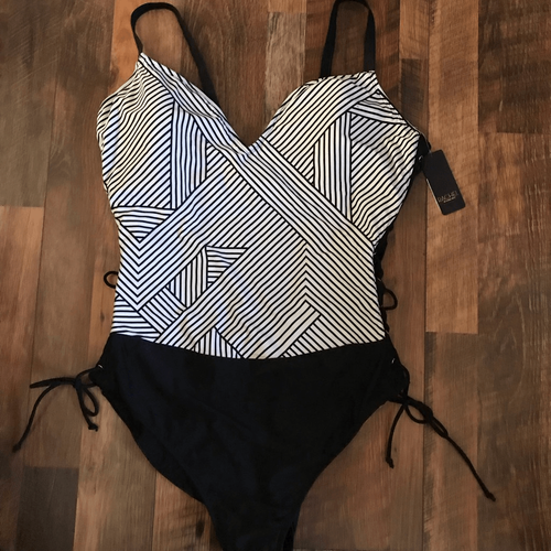 Rachel Rachel Roy one piece women’s swimsuit bathing suit Black white ...