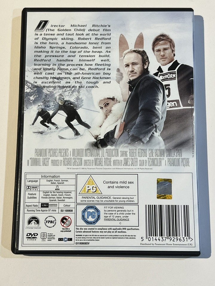 DOWNHILL RACER DVD 1969 MOVIE FILM ROBERT REDFORD GENE HACKMAN CAMILLA ...