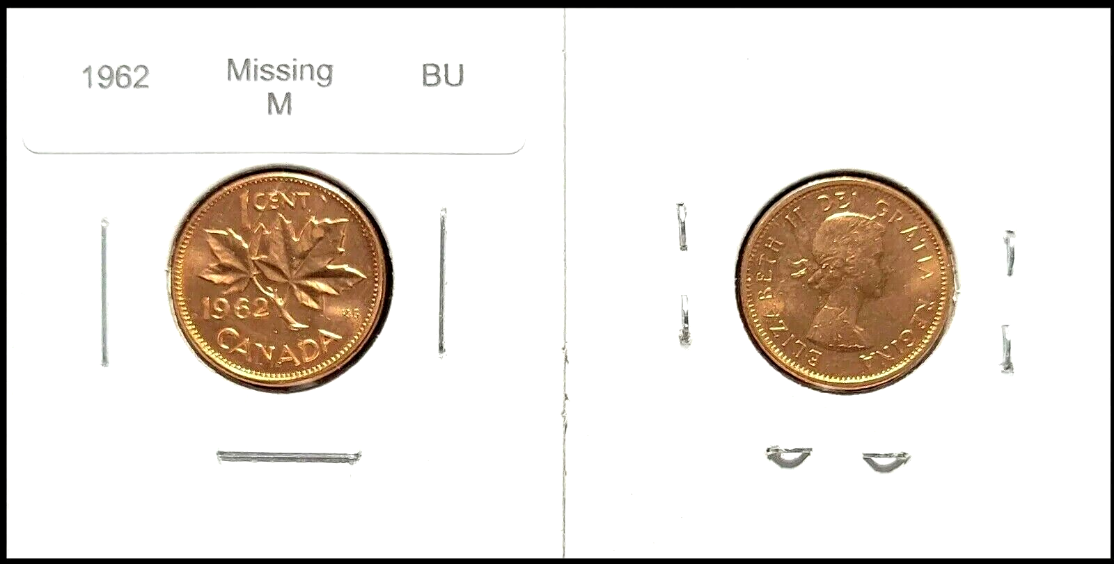 Canada 1962 Small Cent BU RED *RARE* Missing M Variety Penny!! | eBay