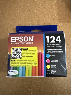 GENUINE Epson 124 Black & Colors Combo Pack Ink Cartridges Exp: 2027 ...