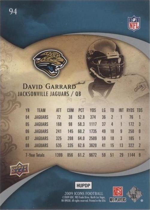 Las mejores ofertas en 2009 Upper Deck Icons David Garrard #94 | eBay