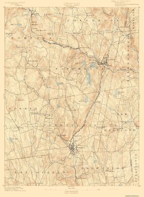 Topographical Map - Winsted Connecticut Sheet - USGS 1892 - 23 x 31.35 ...