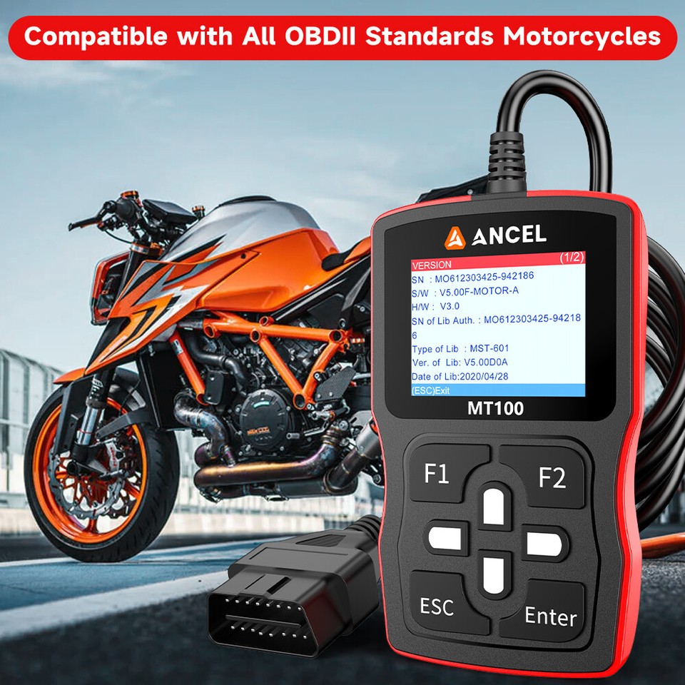 ANCEL MT100 Motorcycle OBD2 Scanner Diagnostic Scan Tool Code Reader ...