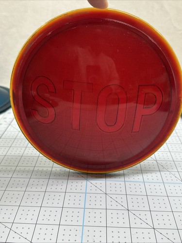 VINTAGE 8 3/8 Macbeth Evans Red STOP Glass Traffic Signal Command Lens ...