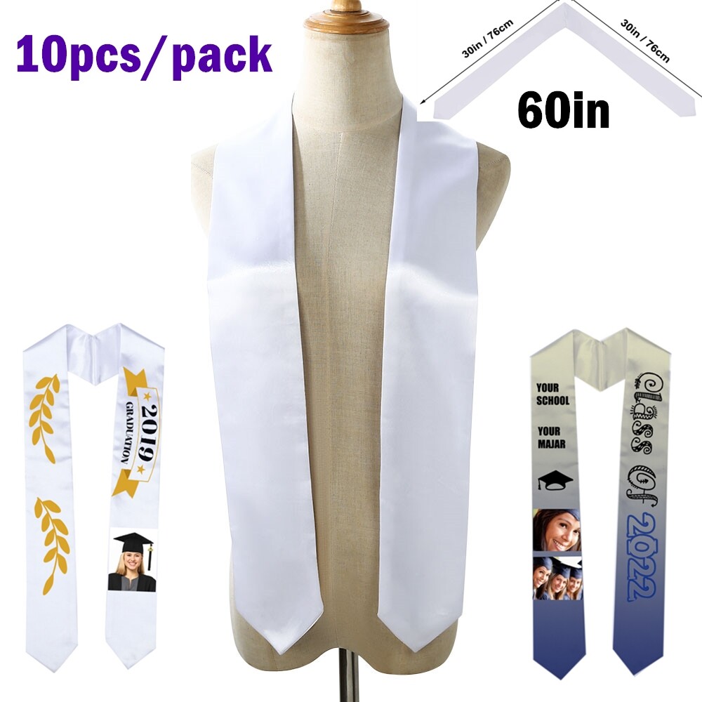 10pcs/pack 60inch White Sublimation Blanks Unisex Plain Graduation ...