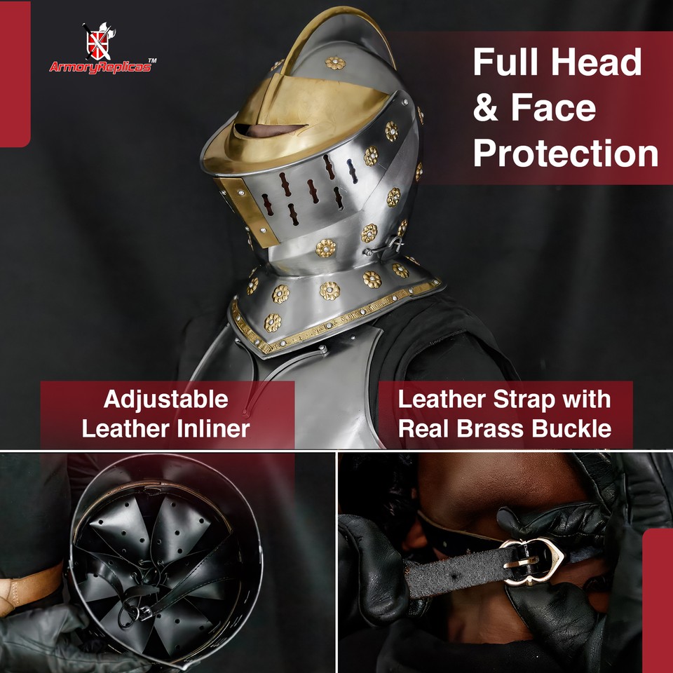 Medieval Great Bucket Helm Knights 20G Steel Templar Crusader Helmet | eBay