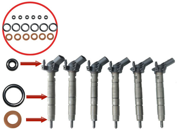 6x FUEL DIESEL INJECTOR SEALS SET FOR AUDI A4 B7 8E A6 C6 4F Q7 4L A8 ...
