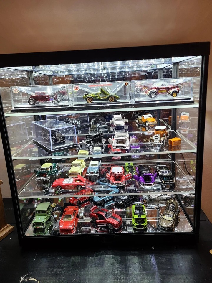 Car Display Case 4 Tier Acrylic LED Light 1/18 Model 1/24 Diecast 1/64 ...
