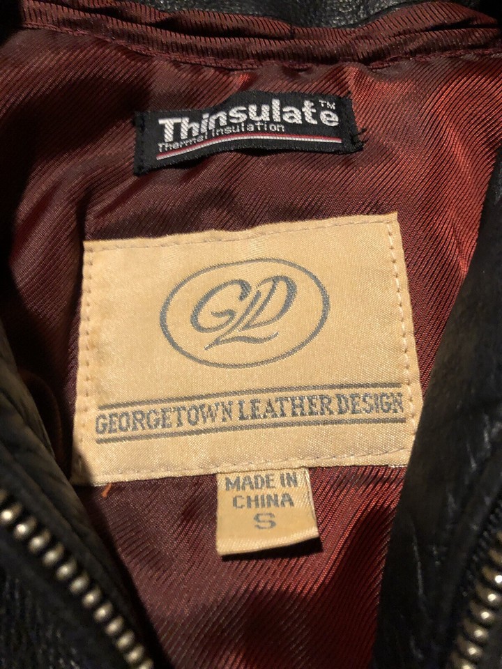 Vintage 90s Georgetown Leather Design Cafe Racer Jacket Black Men's ...